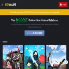 Rovalue.com RoValue - The BIGGEST Roblox Item Values Database